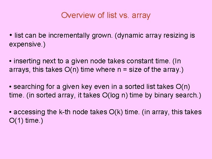 Lecture 5 Goals Linked list Chapter 3 list