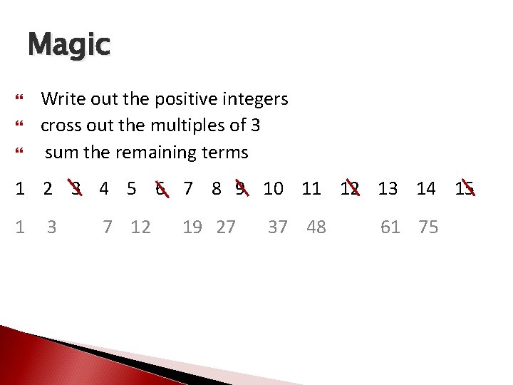 suedepom Magic Write out the positive integers cross