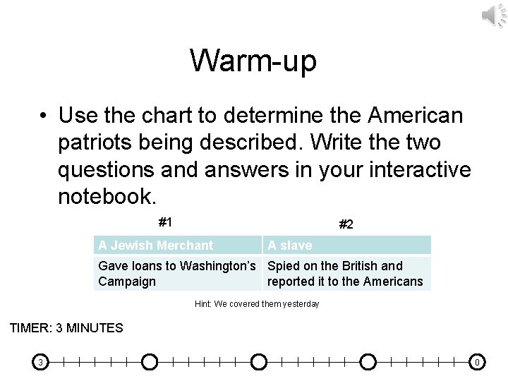 Warmup Use the chart to determine the American