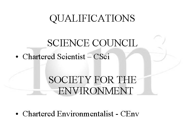 INSTITUTE OF MATERIALS MINERALS AND MINING SARAH BOAD