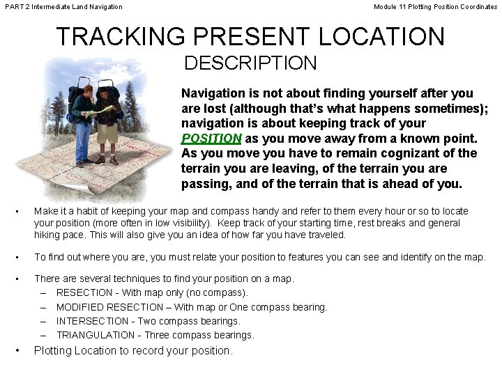 PART 2 Intermediate Land Navigation Module 11 Plotting