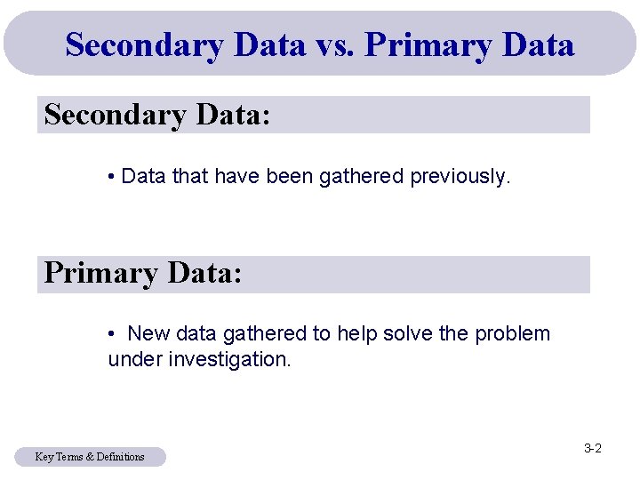 Chapter Three 3 1 Secondary Data vs Primary