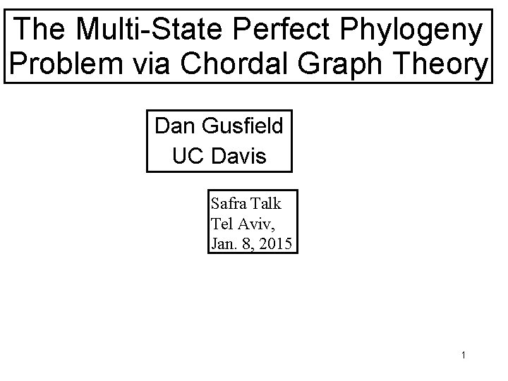 The MultiState Perfect Phylogeny Problem via Chordal Graph
