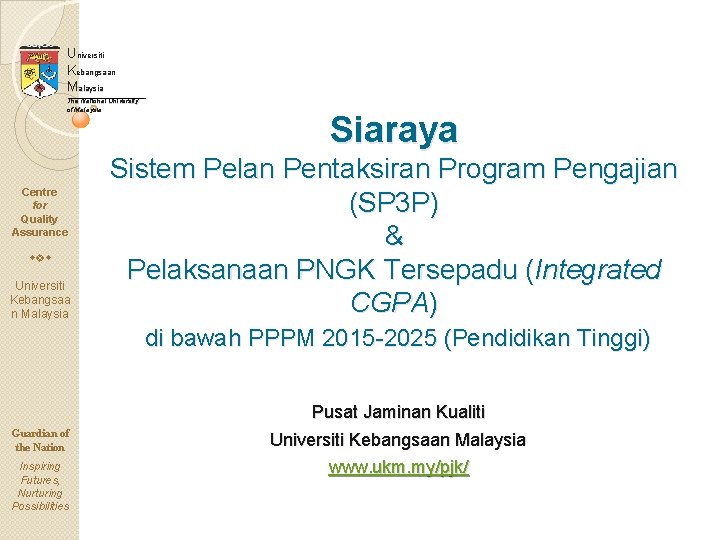 Universiti Kebangsaan Malaysia The National University of Malaysia