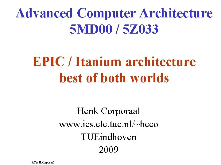 Advanced Computer Architecture 5 MD 00 5 Z