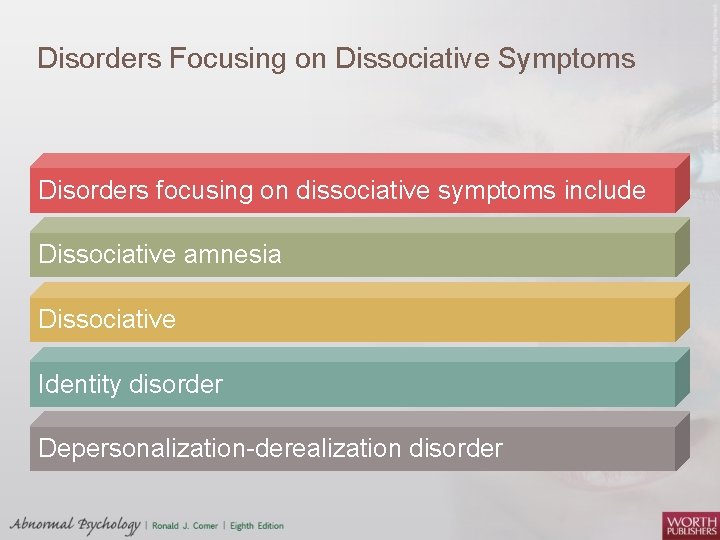 Disorders Focusing on Dissociative Symptoms Disorders focusing on