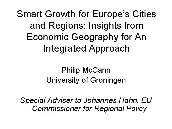 Smart Growth for Europes Cities and Regions Insights