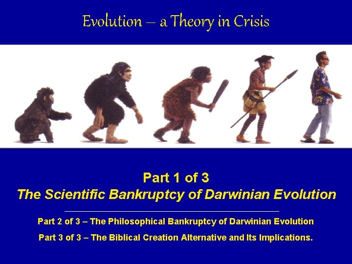 Evolution a Theory in Crisis Part 1 of