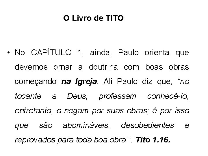 O Livro de TITO TEXTO BASE Tito 2