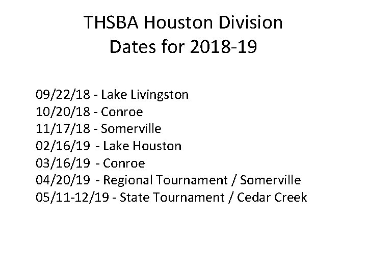 The Woodlands High School Bass Fishing Team Welcome