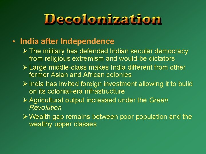 Post World War I India Indian troops made