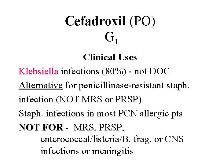 Cephalosporins First Generation Cephalosporins Second Generation ...