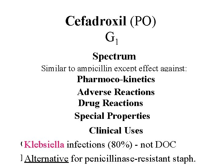 Cephalosporins First Generation Cephalosporins Second Generation ...