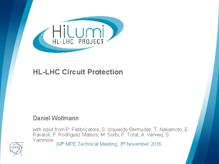 HLLHC Circuit Protection Daniel Wollmann logo area with