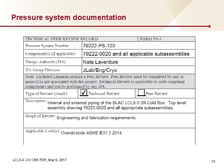 Pressure Piping Analysis Nate Laverdure LCLSII 2 K