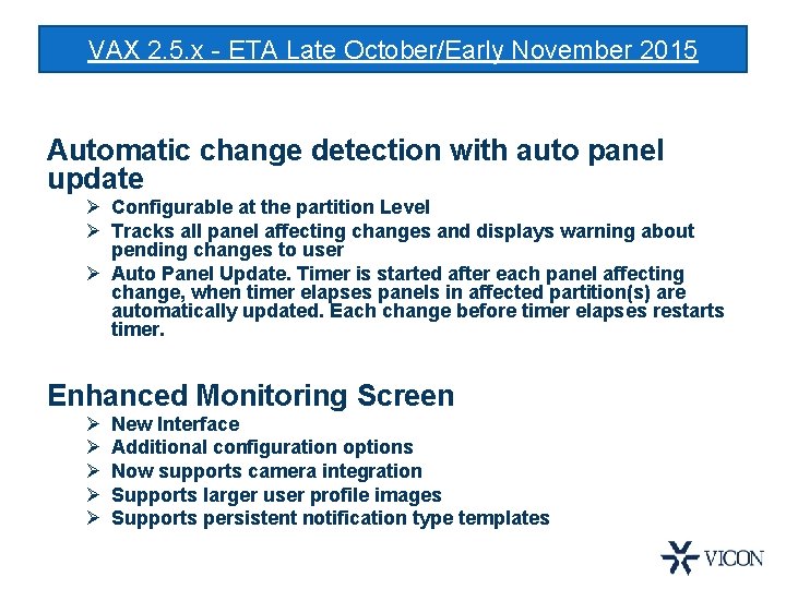 VAX Updates Vicon Access Control True WebBased Power