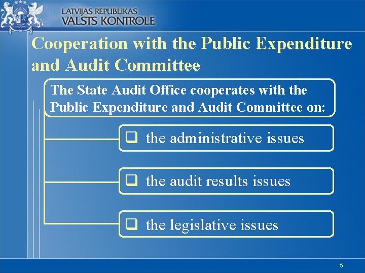 STATE AUDIT OFFICE RELATIONS WITH PARLIAMENT State Audit