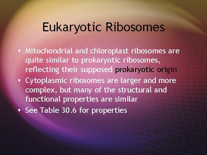 Protein synthesis s 30 4 Ribosome Structure and