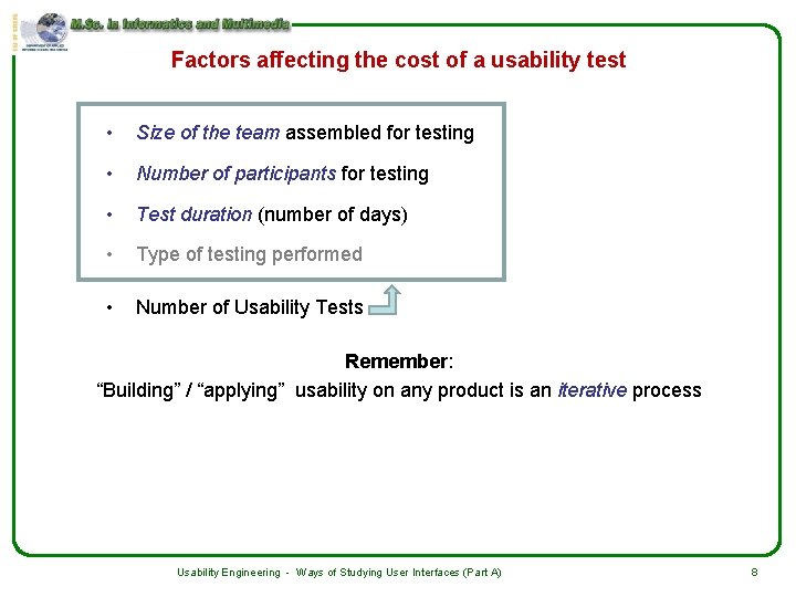 Usability Evaluation Ways of Studying User Interfaces Spring