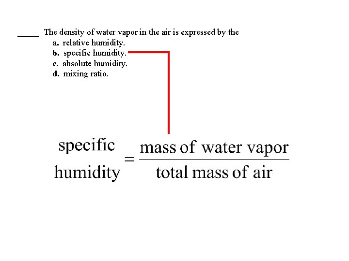 The density of water vapor in the air