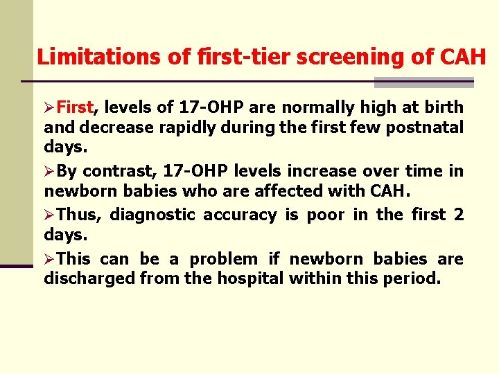 Screening for hypotyreosis and congenital adrenal hyperplasia CAH