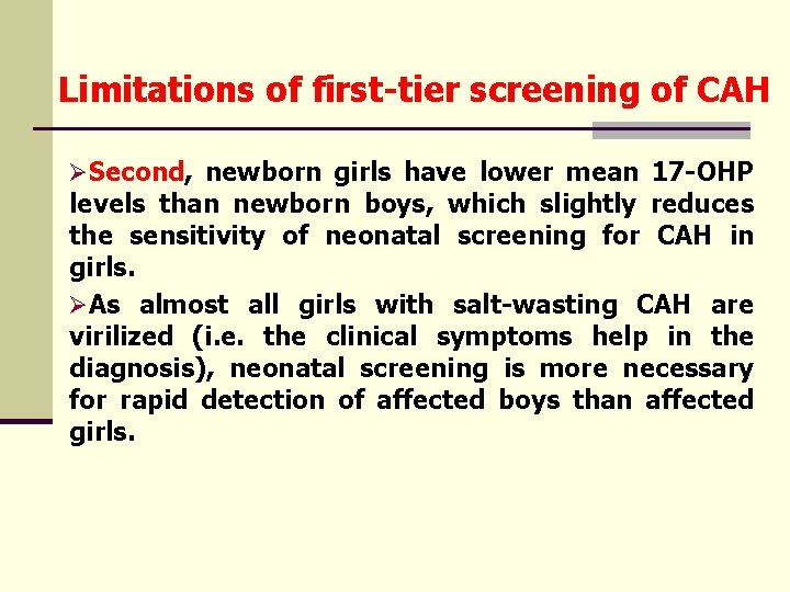 Screening for hypotyreosis and congenital adrenal hyperplasia CAH