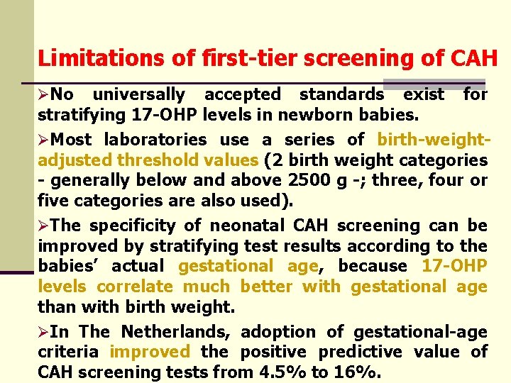 Screening for hypotyreosis and congenital adrenal hyperplasia CAH