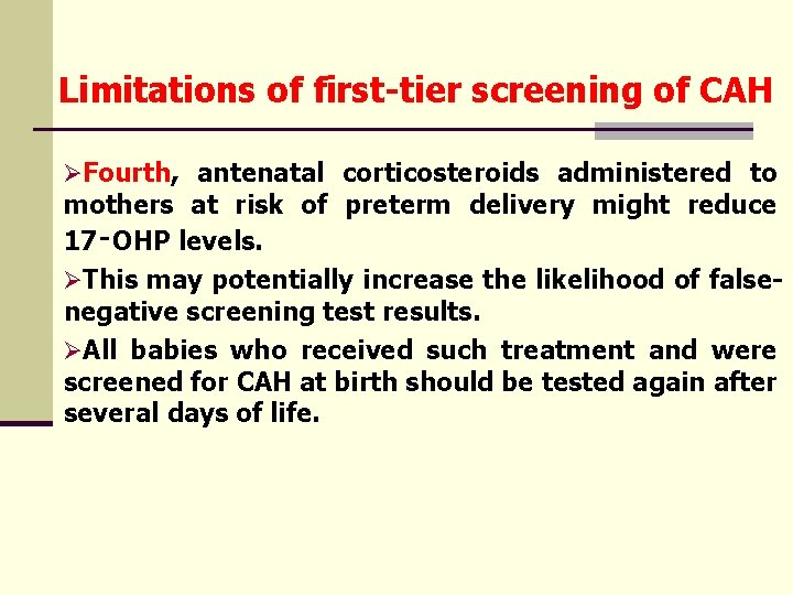 Screening for hypotyreosis and congenital adrenal hyperplasia CAH