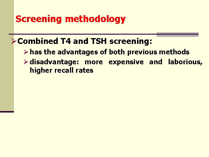Screening for hypotyreosis and congenital adrenal hyperplasia CAH