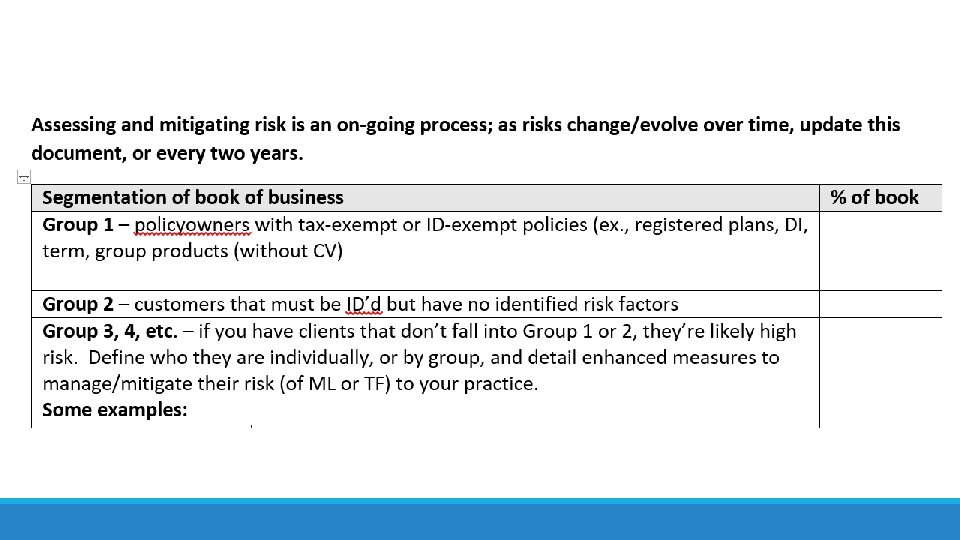 AML Risk assessment RBA EARLEEN MOULTON VP COMPLIANCE