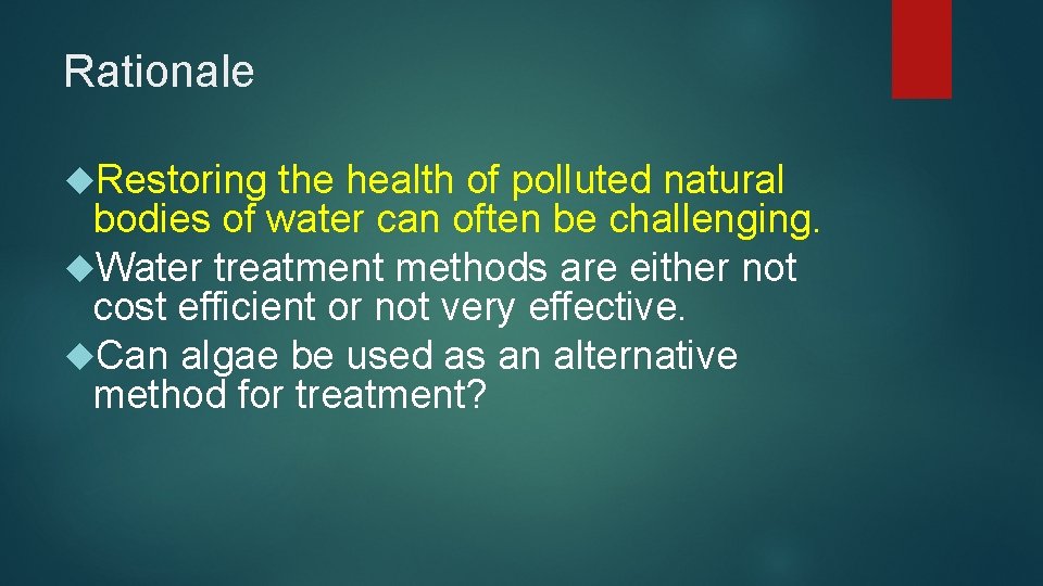 Iron Pollution Remediation by Algae JOHN BLOUNT PITTSBURGH
