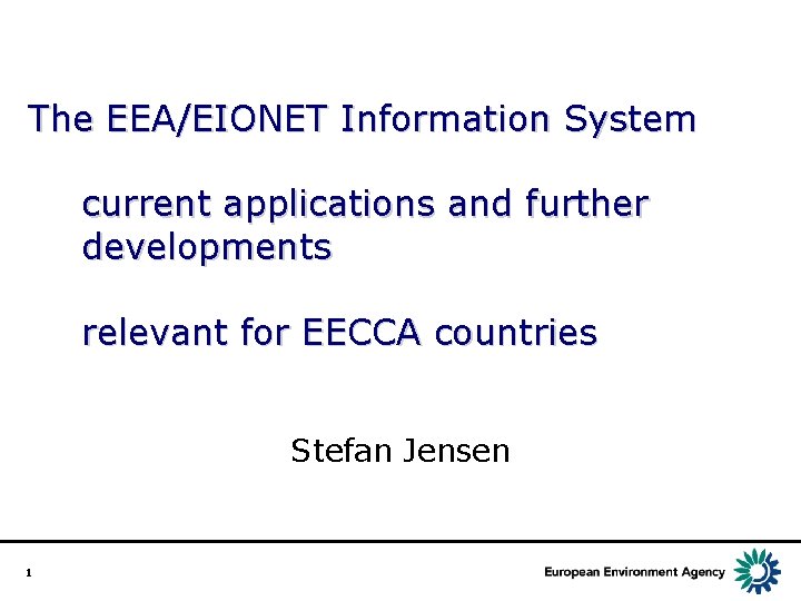 The EEAEIONET Information System current applications and further