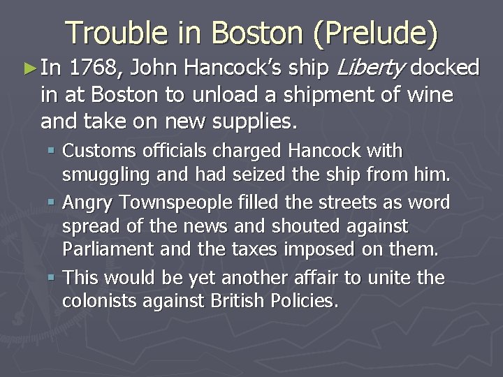 Building Colonial Unity Chapter 5 Lesson 2 Trouble