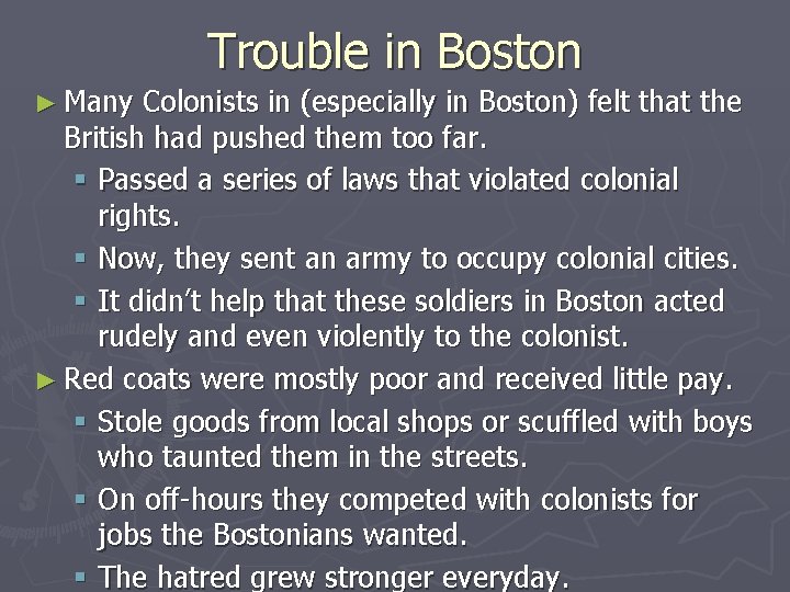 Building Colonial Unity Chapter 5 Lesson 2 Trouble