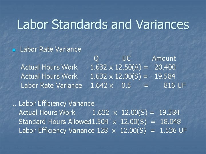 STANDARD COSTING SETTING STANDARDS AND ANALYZING VARIANCES STANDARD