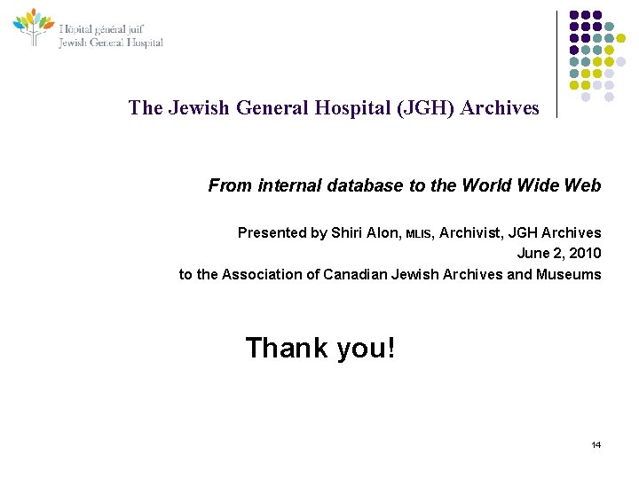 The Jewish General Hospital JGH Archives From internal