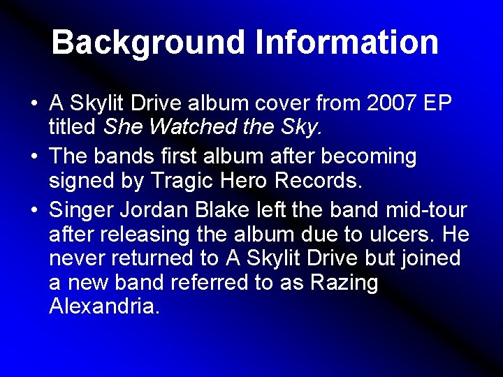 Background Information A Skylit Drive album cover from
