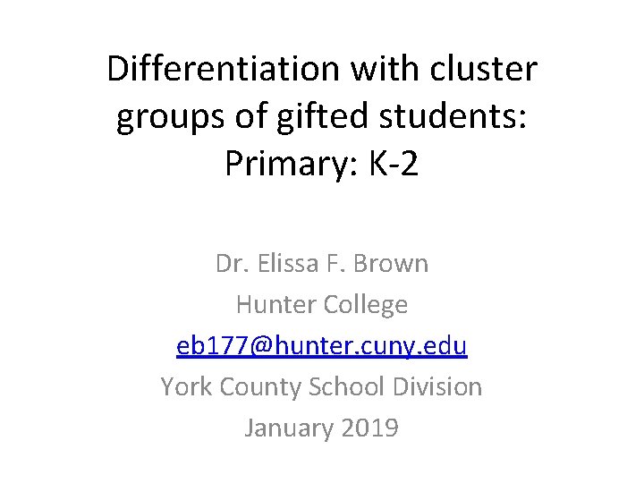 Differentiation with cluster groups of gifted students Primary