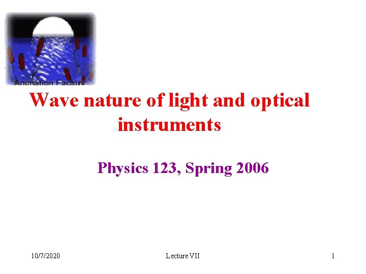 Wave nature of light and optical instruments Physics