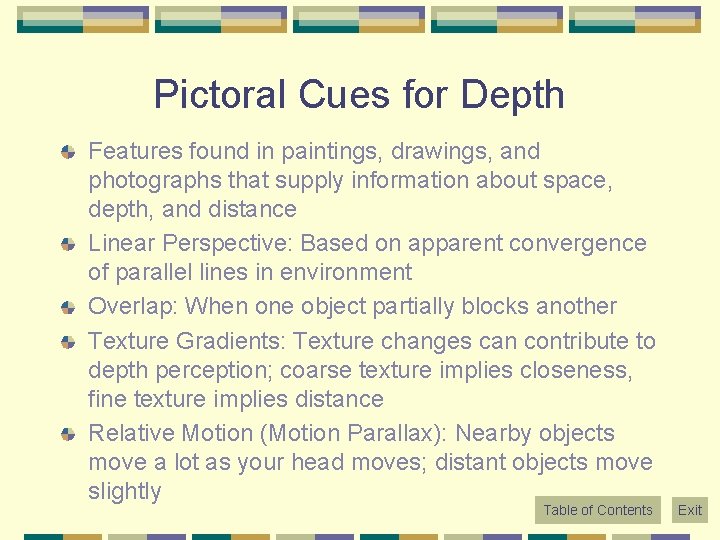 Chapter 6 Perceiving the World Table of Contents