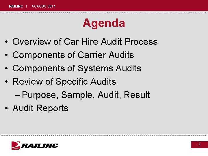 RAILINC I ACACSO 2014 AAR Car Hire Audit