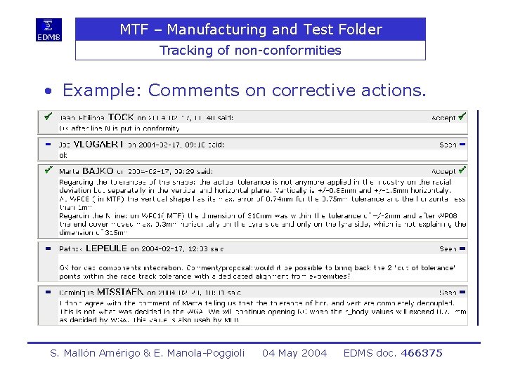 MTF Manufacturing and Test Folder Large Scale Deployment