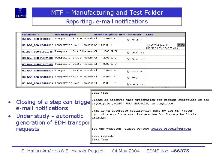 MTF Manufacturing and Test Folder Large Scale Deployment