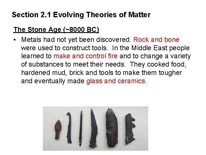 Section 2 1 Evolving Theories of Matter The