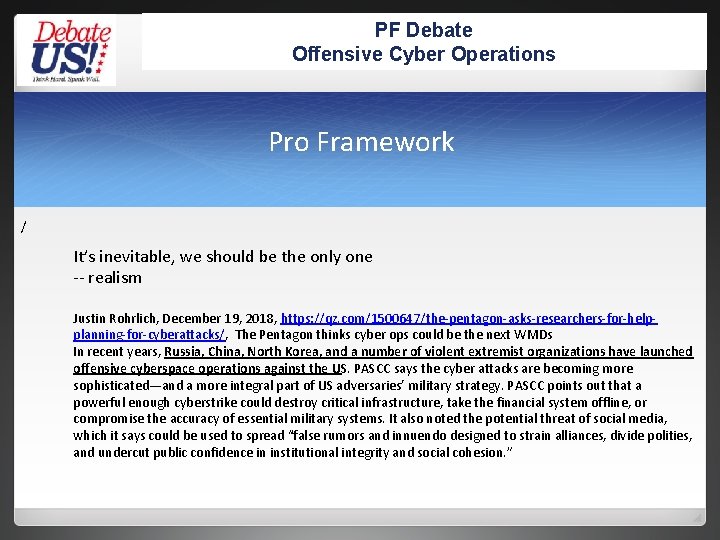 PF Debate Offensive Cyber Operations Resolved The benefits