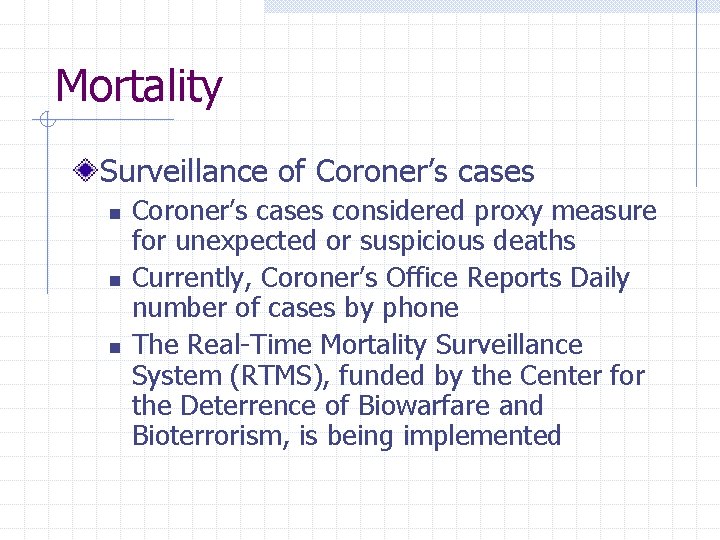 Summary of Current BioterrorismOutbreakEmerging Public Health Threat ...