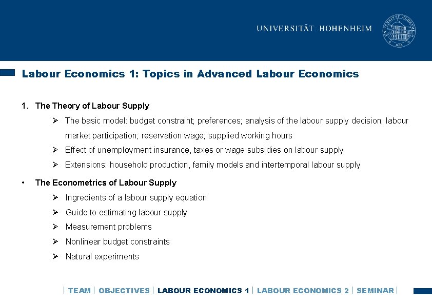 Institute of Economics 520 G Labour Economics Prof