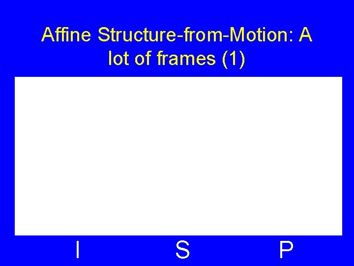 Affine StructurefromMotion A lot of frames 1 I