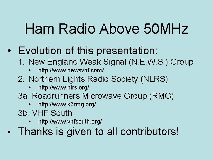 Ham Radio Above 50 MHz Evolution of this