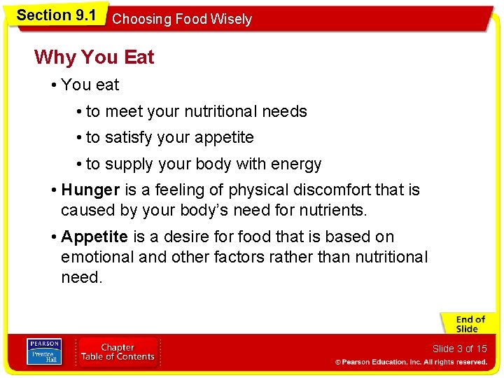Section 9 1 Choosing Food Wisely Objectives Summarize